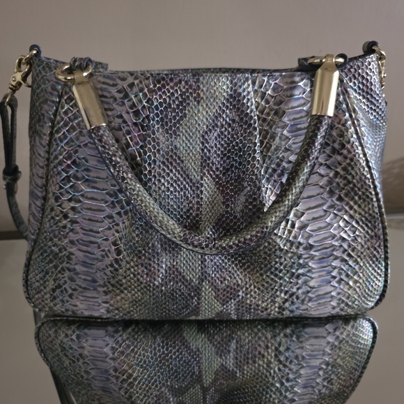 Brahmin | Bags | Brahmin Blue And Green Shoulder Bag With Textured ...
